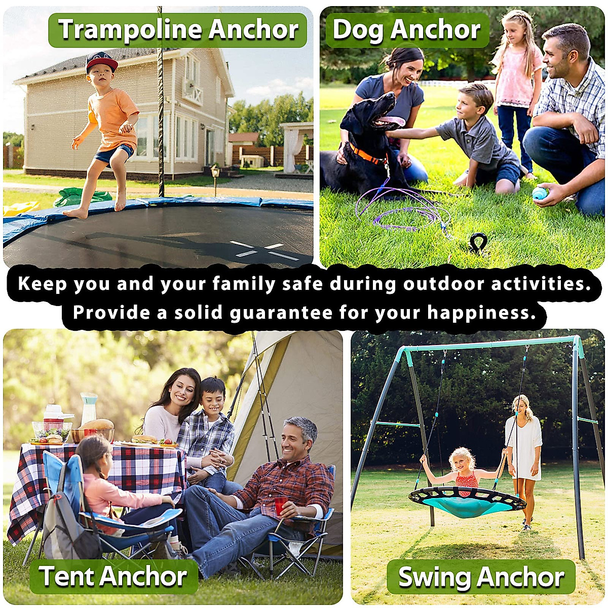 IMMERROT 6 PCS 15.3 Inch Ground Anchors Heavy Duty for High Winds Screw in Earth Anchor Swing Set Spiral Auger Stakes Suitable for Tent Trampoline Tree Garden Fence Sheds Swingset, Easy Use with Drill