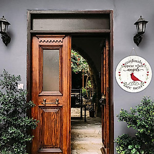 ArogGeld Cardinals Appear When Angels are Near Circle Wood Sign First Christmas Wooden Sign Christmas Wood Hanging Sign Wall Art Home Decoration for Front Door Garden Porch Bedroom