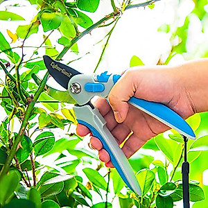 CyberGenZ Bypass Pruning Shears - 8" Garden Shears Pruning, Heavy Duty Garden Clippers Handheld with Blue Adjustable Grip, Gardening Pruners Tool for Trimming Plant, Cutting flowers, Cut Up to 3/4"