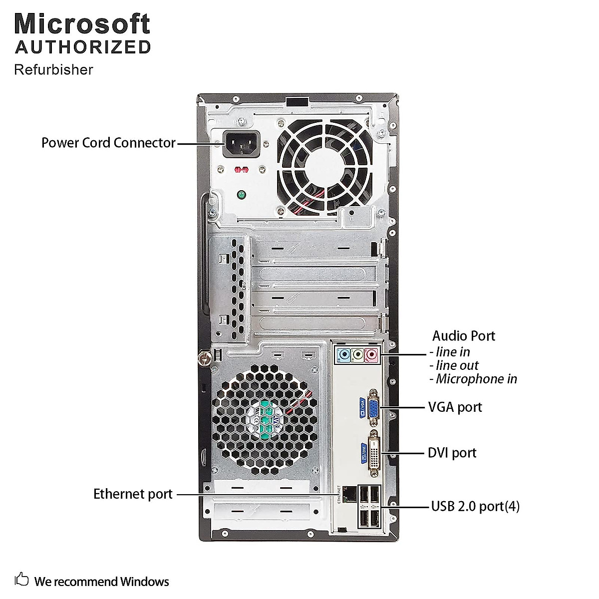 HP Pro 3500 Microtower Desktop PC, Intel Core i3-3220 3.3GHz, 8G DDR3, 1T, WiFi, BT 4.0, DVD, Windows 10 64-Multi-Language Support English/Spanish/French (Renewed)