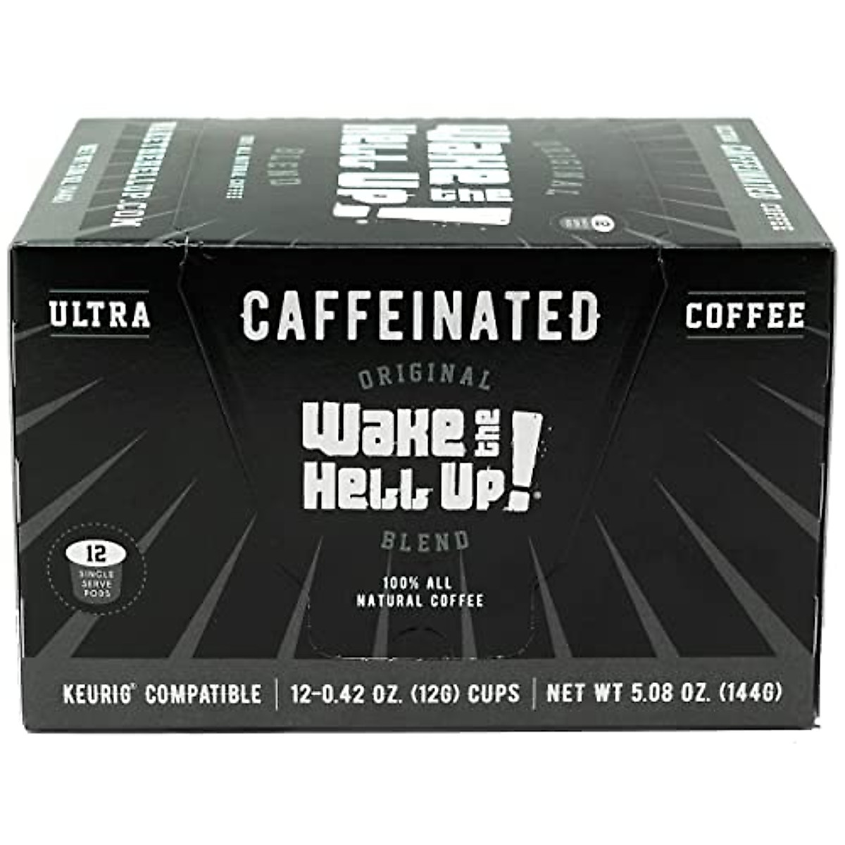 Wake The Hell Up! Dark Roast Single Serve Coffee Pods | Ultra-Caffeinated Coffee For K-Cup Compatible Brewers | 12 Count, 2.0 Compatible