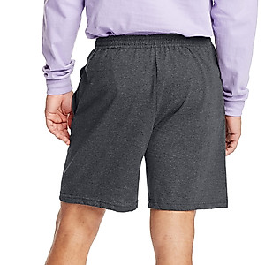 Hanes Mens Jersey Cotton With Pocket Workout-and-training-shorts, Charcoal Heather, Large US