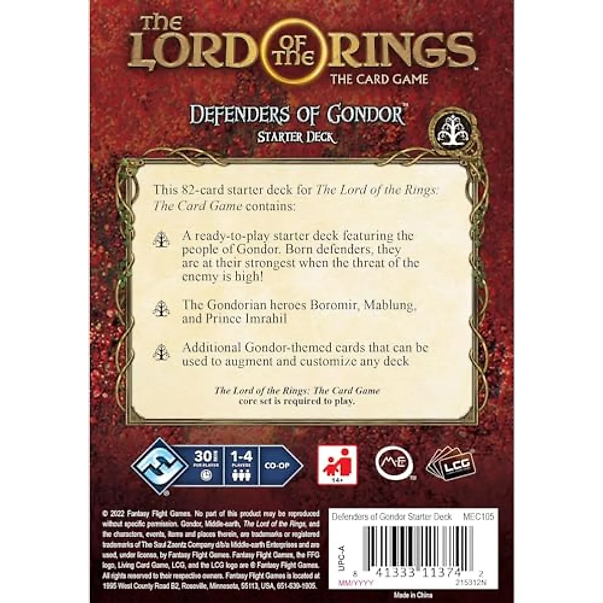 The Lord of the Rings The Card Game Defenders of Gondor STARTER DECK - Cooperative Adventure Game, Strategy Game, Ages 14+, 1-4 Players, 30-120 Min Playtime, Made by Fantasy Flight Games