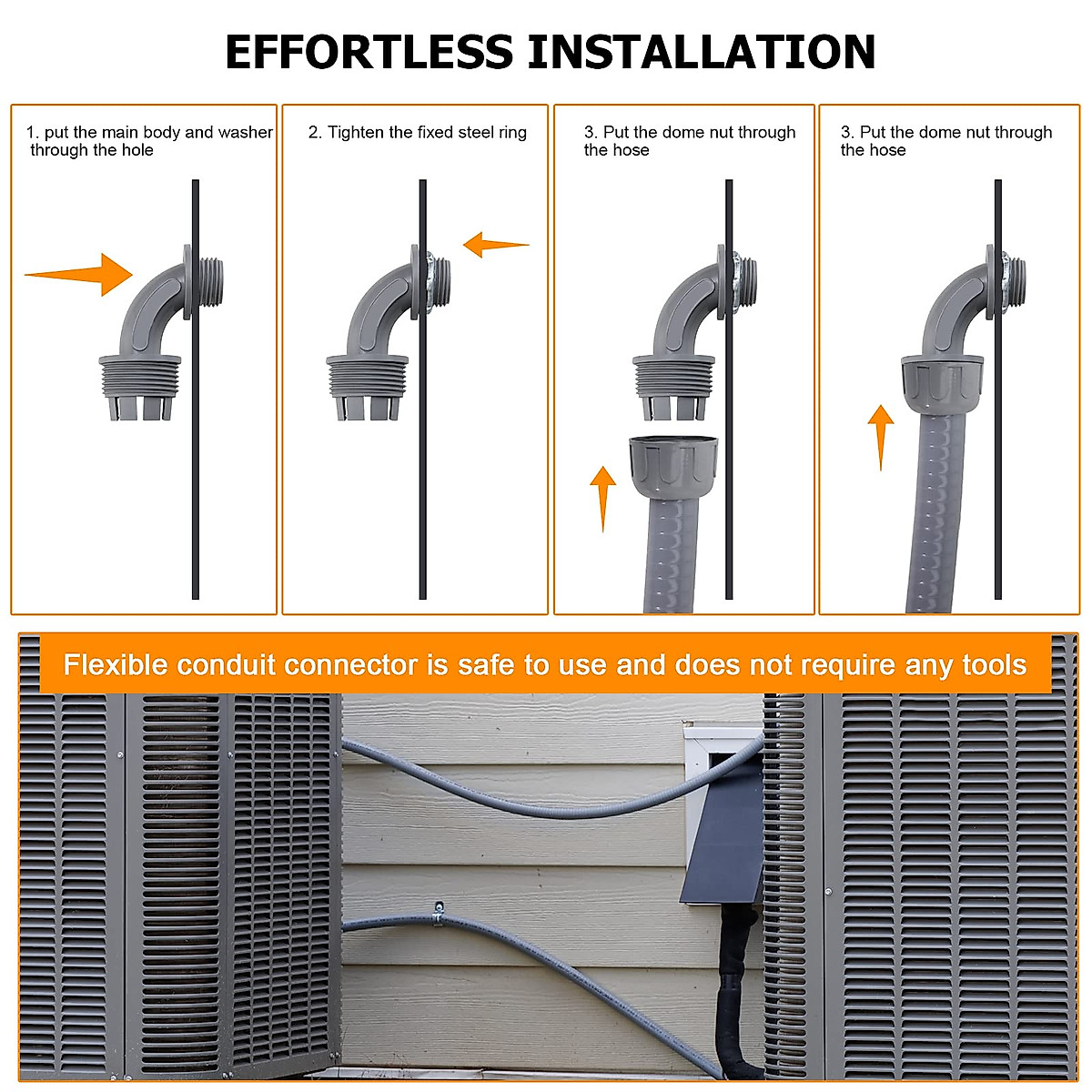 DWALE Liquid-Tight Conduit and Connector Kit, Flexible Non-Metallic Electrical 3/4inch 25ft Conduit, with 5 Straight and 3 Angle Fittings Included, 3/4 in. Dia.