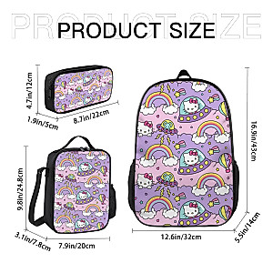 Mzvufous Anime Cat School Backpack Set for Girls Backpack with Lunch Box Travel Backpack Gifts for Kids,purple