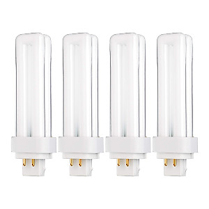 KOR - 13 Watt Double Tube - G24Q-1 (4 Pin) Base, 2700K Warm White - CFL Light Bulb. Replaces Sylvania 20682 CF13DD/E/827 and GE 97594 F13DBX/827/ECO4P - 4 Pack (Warm White)