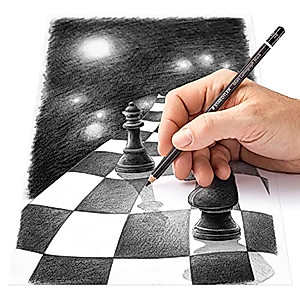 Staedtler Mars Lumograph Black, Carbon Blend Provides Jet Black Lines, Professional Art Pencils, Tin of 6 Assorted Black Sketch Pencils, 100B G6