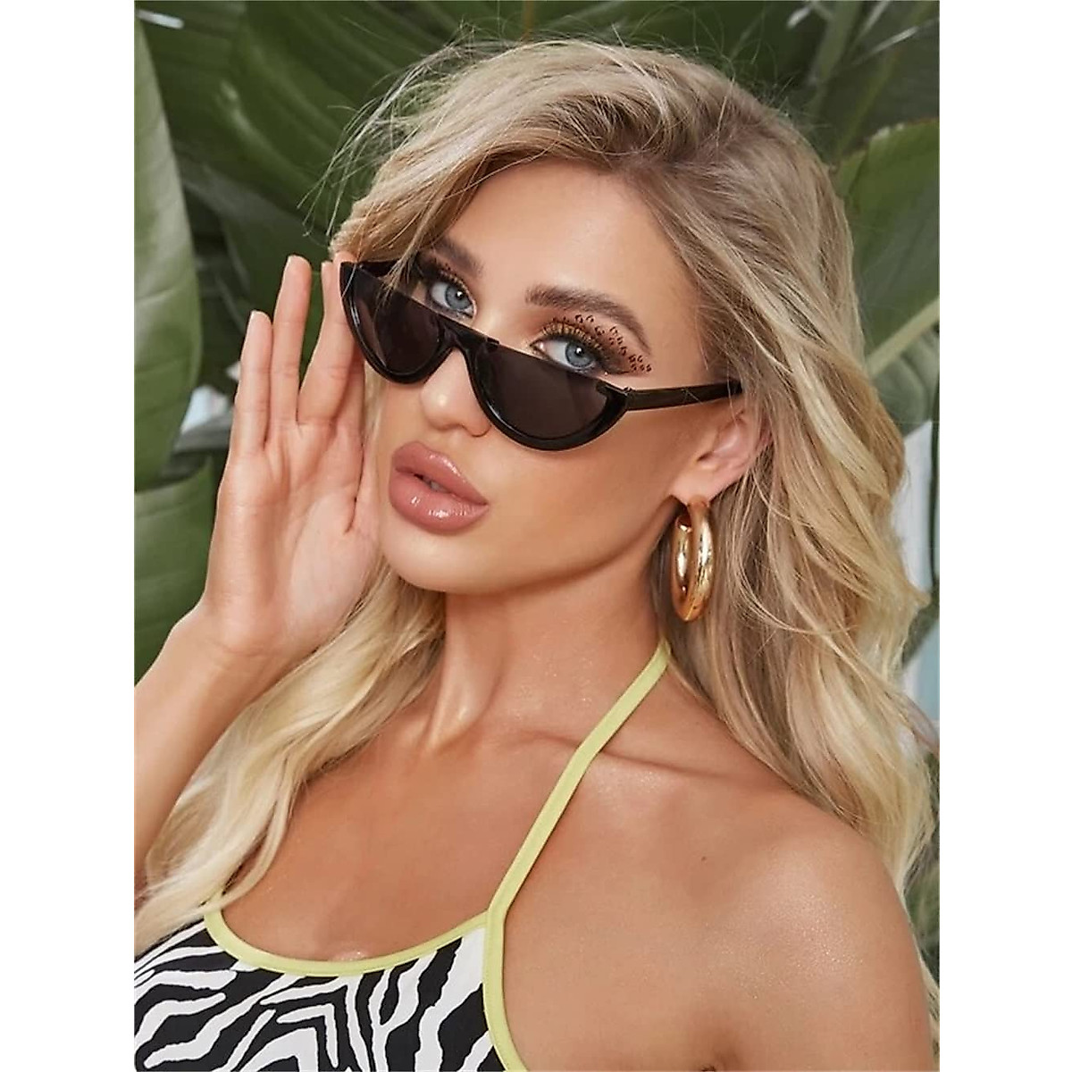 GIFIORE Retro Cat Eye Sunglasses Vintage Semi Rimless Frame Cateye Sun Glasses UV Protection