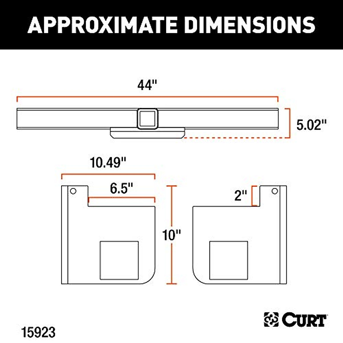 CURT 15923 Class 5 Weld-On Hitch, 2-1/2-Inch Receiver, Up to 20,000 lbs, 44-in Frames, 9" Drop