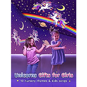PIKOY Night Light, 6 Films 72 Modes Unicorn Projector Kids Room,Sound Machine Baby, 360° Rotation Lights Bedroom,Kawaii Gifts Girls