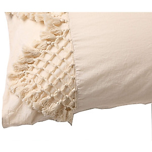 Flber Ivory Duvet Cover Set Queen Boho Bedding Set Cotton Comforer Cover Set.