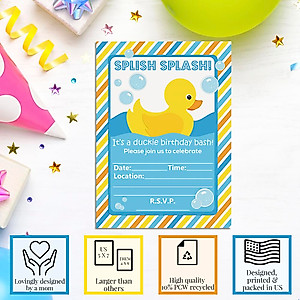 Little Rubber Duckie Birthday Party Fill In Invitations, 20 5x7 Fill In Cards with Twenty White Envelopes by AmandaCreation