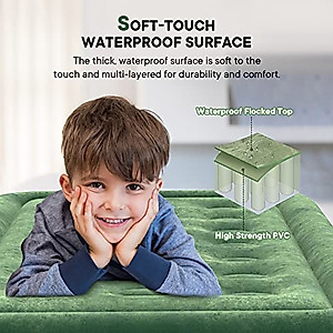 Zearna Twin Air Mattress with Built Pump, 16" Durable Blow Up Mattress Airbed, Comfortable Top Surface Inflatable Mattress for Camping Home & Portable Travel