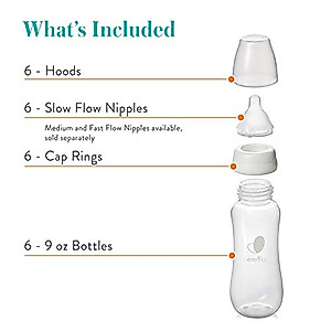 Evenflo Feeding Premium Proflo Venting Balance Plus Standard Neck Baby, Newborn and Infant Bottles - Developed by Pediatric Feeding Specialists - 9 Ounce (Pack of 6)