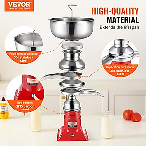 VEVOR Milk Cream Centrifugal Separator, 304 Stainless Steel Electric Cream Separators, 100L/H Output 10500RPM Goat Milk Separator, 30W Cow Cream Separator, Milk Skimmer with 5L Bowl Capacity, 100-240V
