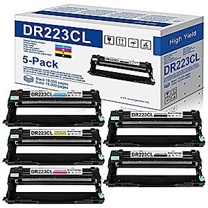YOISNER Compatible DR223CL Drum Unit Replacement for DR-223CL DR223 Drum Unit Replacement for MFC-l3770CDW MFC-l3710CW HL-l3290CDW HL-l3270CDW HL-l3210CDW Printer, 5-Pack (2BK+1C+1M+1Y)