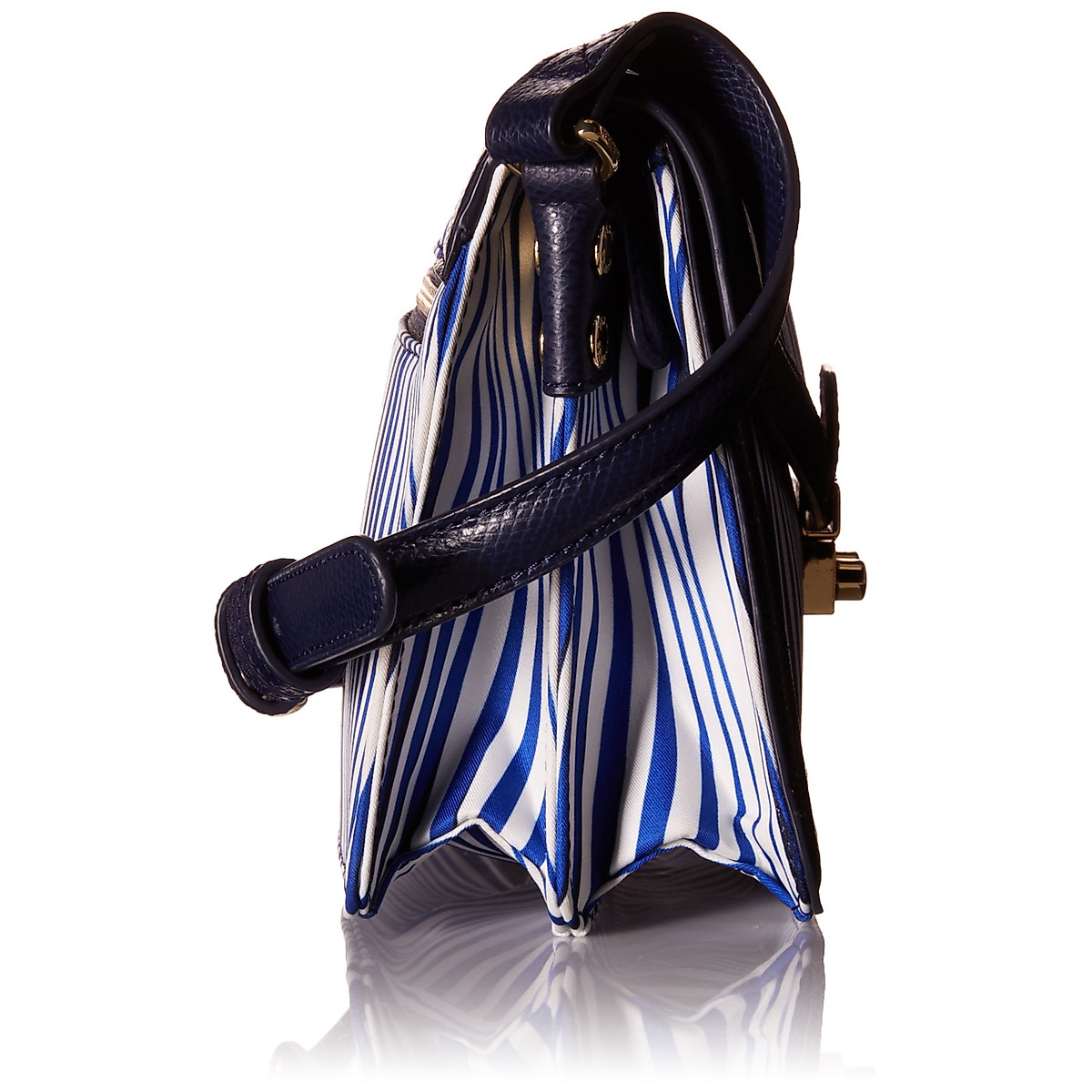 Vera Bradley Women's Faux Leather Tess Crossbody Purse, Wavy Stripe Navy, One Size