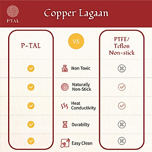 P-TAL Copper Hammered Lagaan | Cookware and Serveware | Pure Copper for Ayurvedic Health Benefits