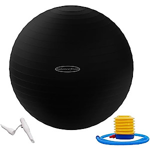 Signature Fitness Anti-Burst and Slip Resistant Exercise Ball Yoga Ball Fitness Ball Birthing Ball with Quick Pump, 2,000-Pound Capacity, Black, 19-22 inch, M (Pack of 1)