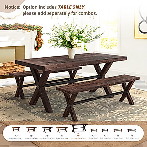 LUE BONA 71" Dining Table for 6-8 Solid Wood Farmhouse Kitchen Table with Natural Wood Grain for Home and Kitchen, Heavy Duty Rectangular Kitchen & Dining Table for Home and Dining Room Dark Brown