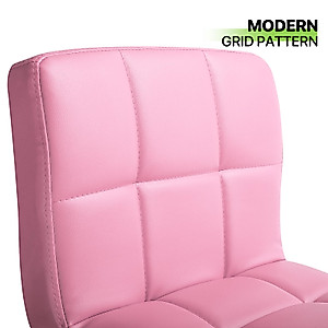 Magshion Faux Leather Bar Stools Adjustable 360 Degree Swivel Backrest Footrest Barstool Set of 4, Pink