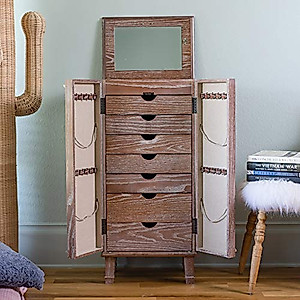 Hives and Honey Cabby Armoire Fully Locking Jewelry Cabinet, OAK