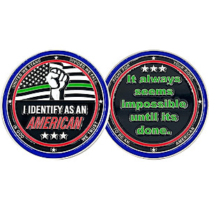 EL12-010 My Pronoun is American Thin Green Line Challenge Coin Border Patrol Deputy Sheriff Military