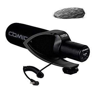 comica CVM-V30 PRO Camera Microphone Electric Super-Cardioid Directional Condenser Shotgun Video Microphone for Canon Nikon Sony Panasonic DSLR Camera with 3.5mm Jack (Black)