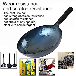 Chinese Iron Pot,Multipurpose Iron Woks,Stir-Fry Pan,Hand Forged No Coating Non-stick Pot,Wok,Suitable for gas stoves, Electric Hot Stoves,wood stoves, etc (Diameter 36cm/14.17in)