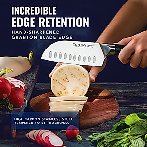 Cutluxe Santoku Knife – 5" Multipurpose Kitchen Knife for Cutting Slicing & Chopping – Forged High Carbon German Steel – Full Tang & Razor Sharp – Ergonomic Handle Design – Artisan Series