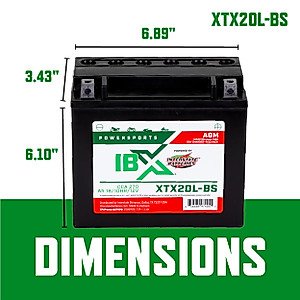 Interstate Batteries YTX20L-BS 12V 18Ah Powersports Battery 270CCA AGM Rechargeable Replacement for Motorcycles, ATVs, Jet Skis, Snowmobiles, UTVs (XTX20L-BS)