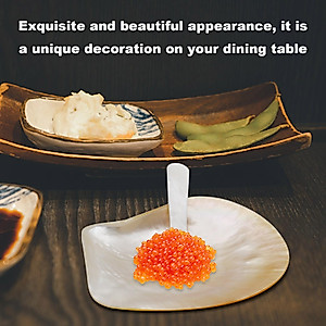ZUDKSUY Caviar Plate 2 Pcs Natural Shell Plate Set : Mother of Pearl Caviar Plate and Caviar Spoon Set for Caviar Jewelry Appetizers Desserts Decorations