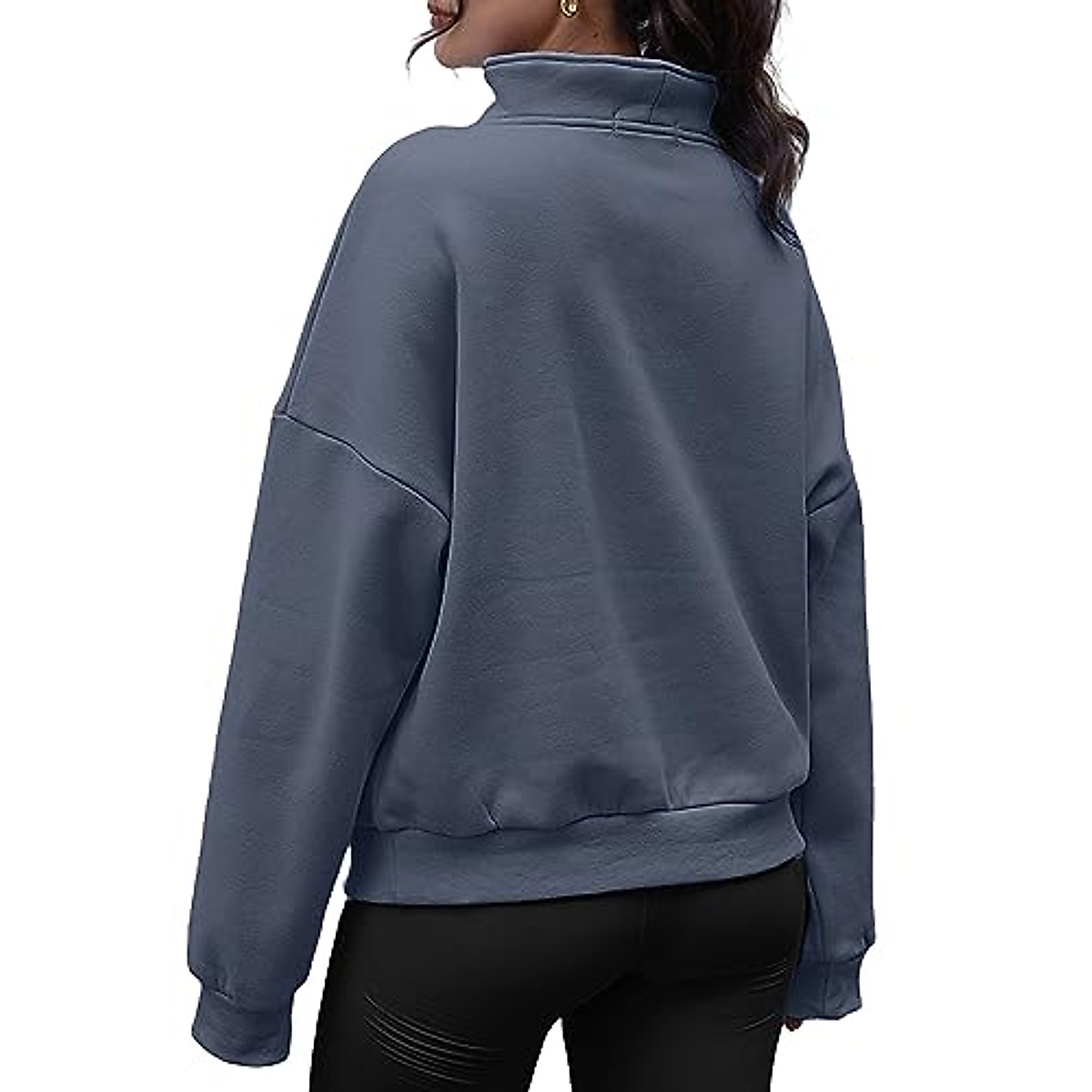 Trendy Queen Half Zip Sweatshirts Quarter Zip Pullover Hoodies for Women Oversized Fleece Soft Sweaters Comfy Fall Winter Clothes 2023 Y2K Greyblue
