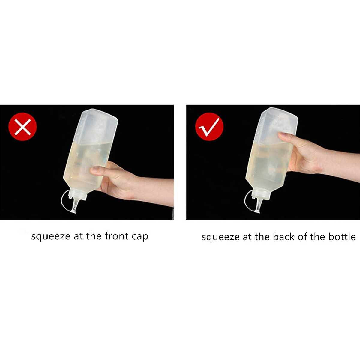 XKONG Large Caliber Squeeze Bottle, Large Sauce Bottle, Square SqueezeSauce Bottle, 800ML Jam Tomato Salad Sauce Bottle(2 pcs).