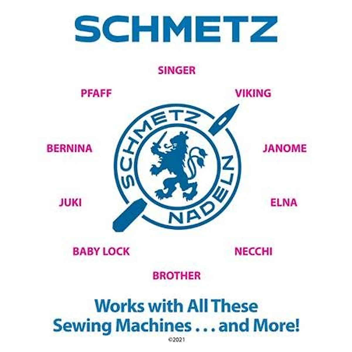 50 Schmetz Universal Sewing Machine Needles -  Assorted Sizes - Box of 5 Cards