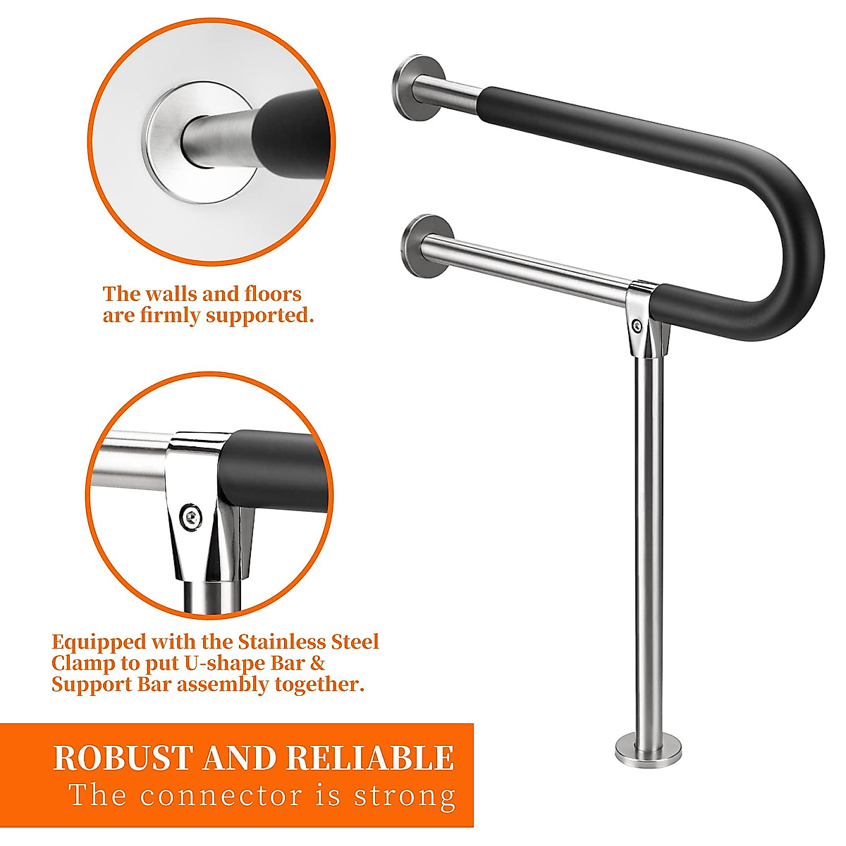 Botabay Handicap Grab Bars Rails 23.6 Inch Toilet Handrails Bathroom Safety Bar Stainless Steel Hand Support Rail for Seniors Elderly Disabled Mounted Bath Grips (23.6In)