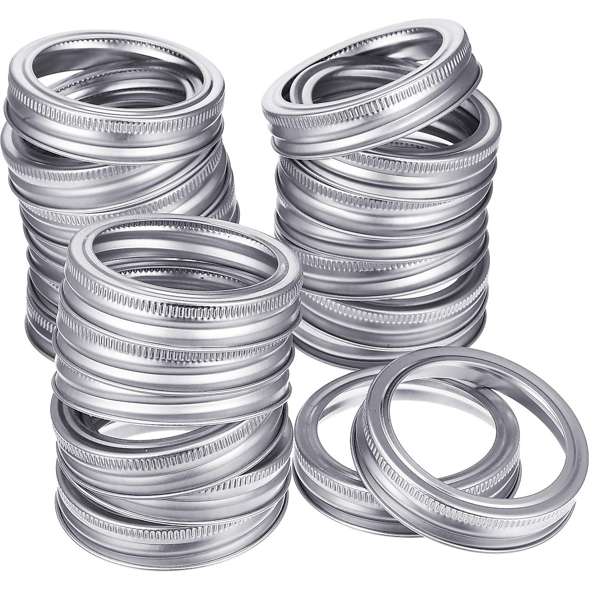 24 Pieces Regular Mouth Canning Jar Replacement Metal Rings Practical Screw Jar Bands Leak Proof Tinplate Metal Bands Rings, Compatible with Mason Jar (Silver)