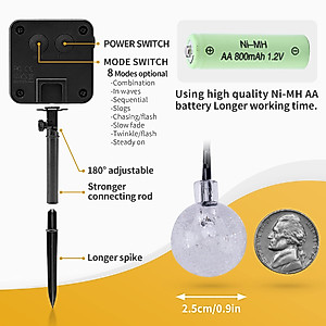 Kitmose Solar String Lights Outdoor Patio Lights,8 Modes 22 FT Christmas Fairy Lights Hanging Lights 50 LED for Balcony Backyard Porch,Solar Powered Auto On/Off (Warm White)