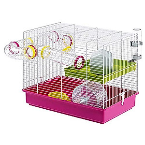 Ferplast Laura Small Hamster Cage | Fun & Interactive Cage Measures 18.11L x 11.61W x 14.8H & Includes All Accessories