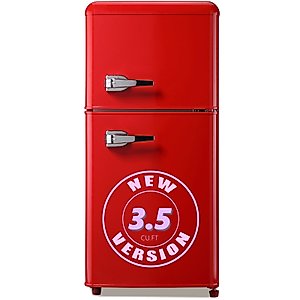 AXUTL Retro Mini Fridge Refrigerator with Freezer Bedroom Dorm Red 3.5 Cu.ft Compact Small for RV Apartment 2-Door Design