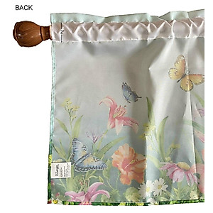 Garden Butterflies Flowers Window Curtain Valance for Spring Summer Everyday Rod Pocket 58 X 18 Inches