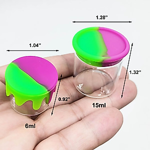 vitakiwi 6ml 15ml Glass Wax Concentrate Container Airtight Multi Use Oil Jars with Silicone Lid and Carving Tool (32PCS)
