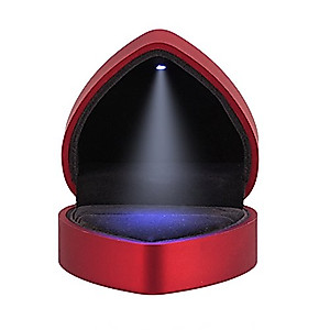 Naimo Engagement Ring Box Earrings Coin Jewelry Ring Box Case with LED Lighted up for Proposal Engagement Wedding Gift (Red)