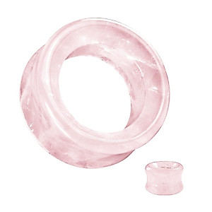 So Scene Hollow Tunnels Rose Quartzite Organic Stone Ear Plugs Gauges Sold in Pairs (19MM-3/4 INCH)