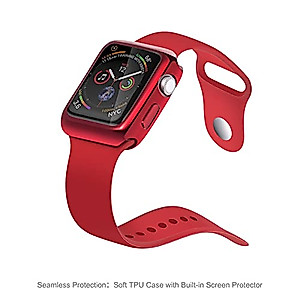 Tranesca 8 Pack 40mm Watch case with Built-in HD Clear Ultra-Thin TPU Screen Protector Cover Compatible with Apple Watch Series 4/5/6/SE (Clear+Black+Gold+Rose Gold+Red+Blue+Green+Silver)