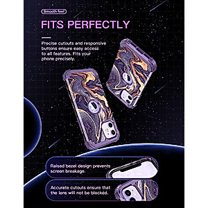 LONTECT for iPhone 12 Case/iPhone 12 Pro Case Shockproof 3 in 1 Heavy Duty Hybrid Sturdy High Impact Rugged Durable Protective Cover Girls Women Case for Apple iPhone 12/12 Pro,Marble/Dark Purple