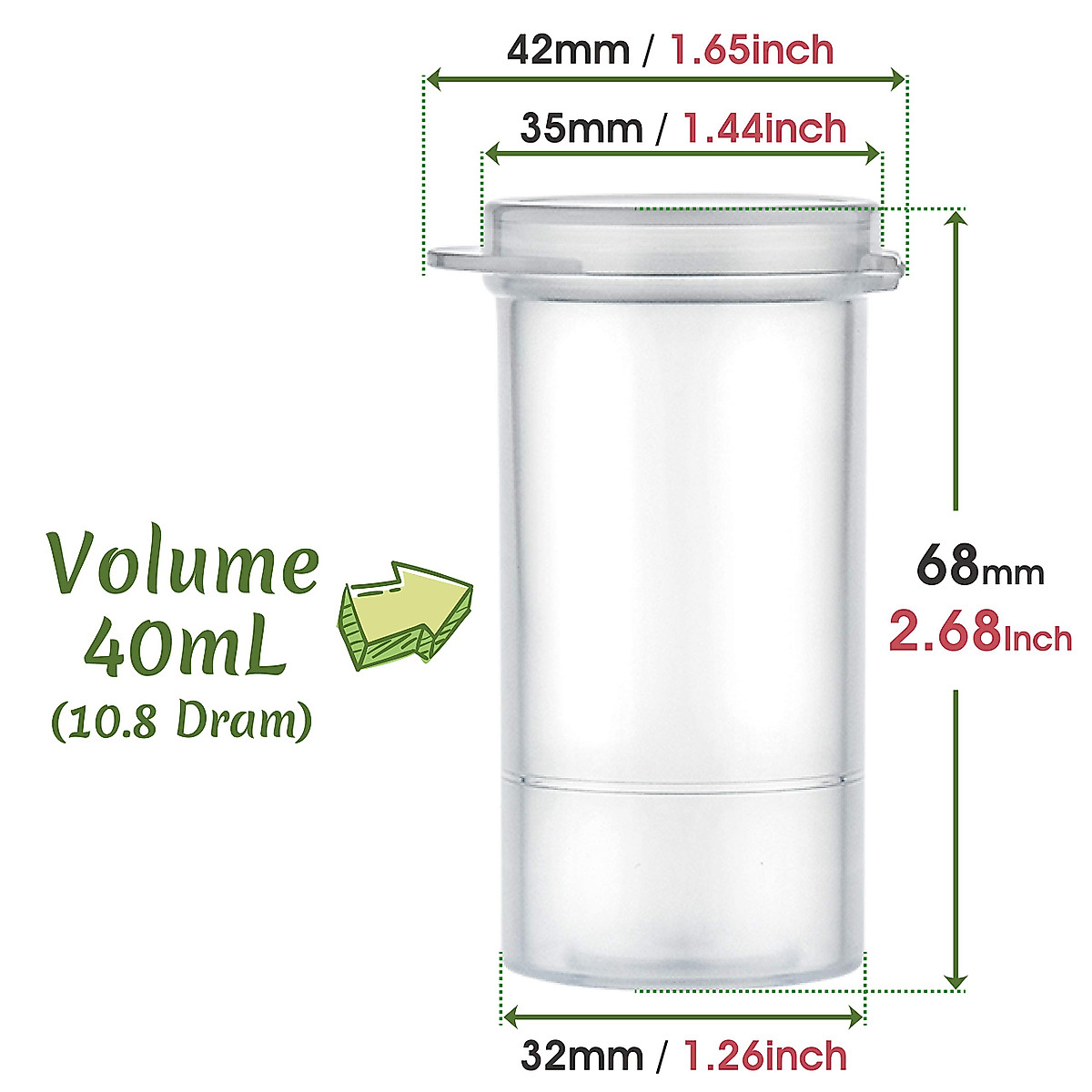 Maymom Water Tight Sample Vials, Bottle, Cup, for Small Parts, Beads; Air Tight; Prescription Bottle, Rx Vial (40mL)