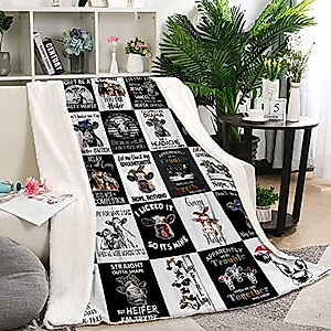 Cow Print Blanket Cow Decor Queen Size Bedding Throw Blanket for Girl Women Christmas Valentine's Birthday Gifts,Fall Winter Warm Soft Sherpa Thick Throw Blanket for Bed Sofa Office