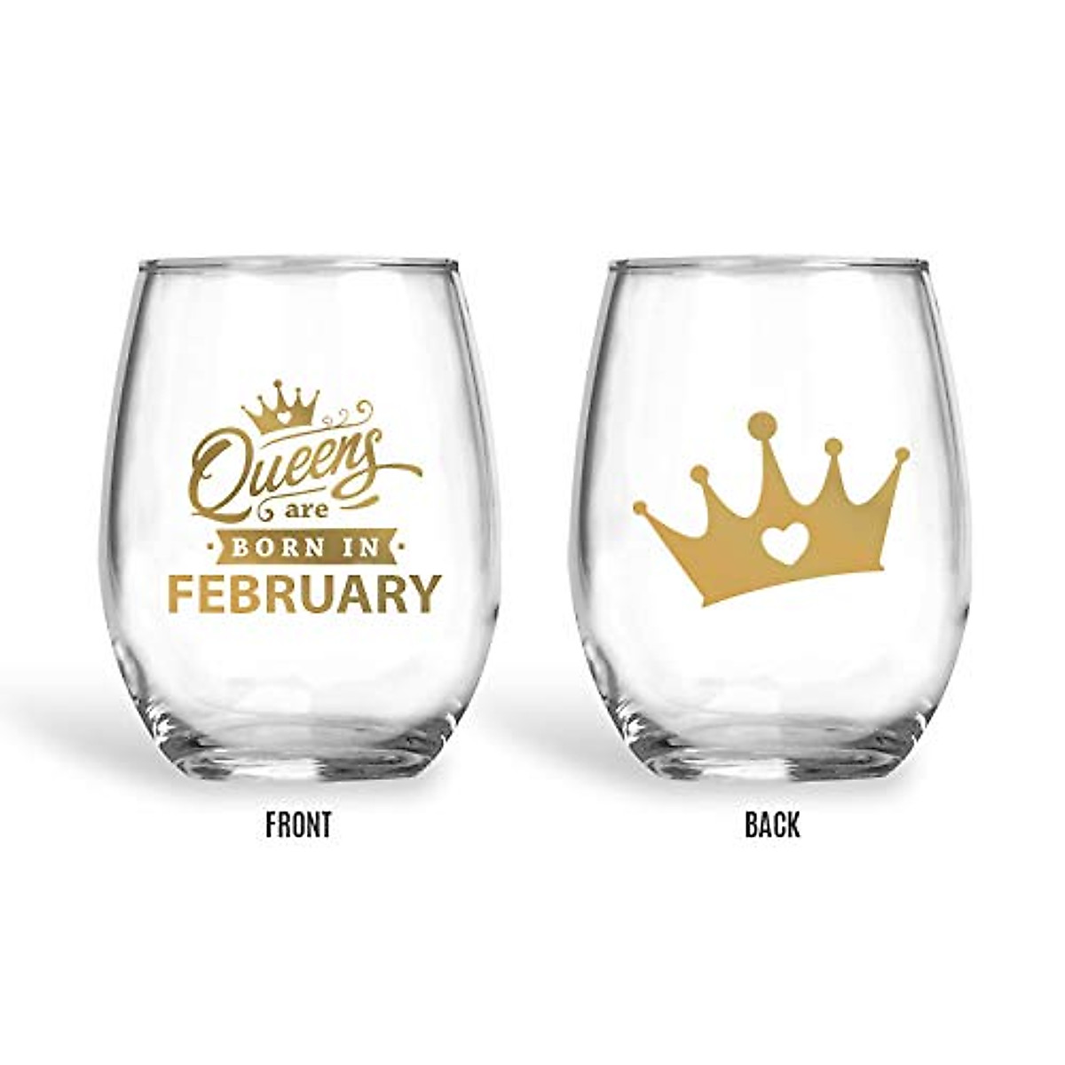 Bad Bananas February Birthday Gifts for Women - Queens Are Born In February 21oz Stemless Wine Glass - Pisces or Aquarius Zodiac Gifts For Her Happy Birthday Gifts for Moms, Best Friends, Sisters