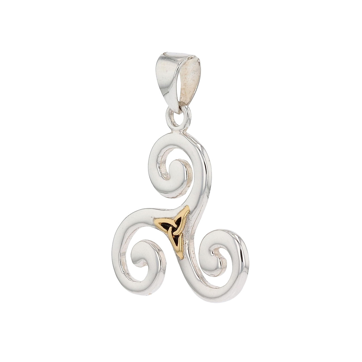 Jewelry Trends Celtic Triskele with Gold-Plated Trinity Knot Sterling Silver Pendant
